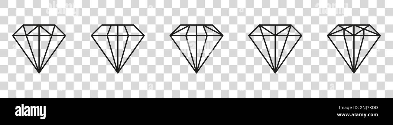 Diamond icon. Big collection quality diamonds. Linear diamond style and ...