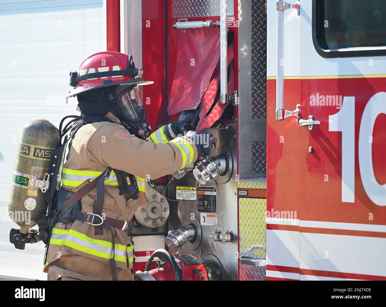 U.S. Air Force members Tech. Sgt. Tramel Bailiff, a station captain ...
