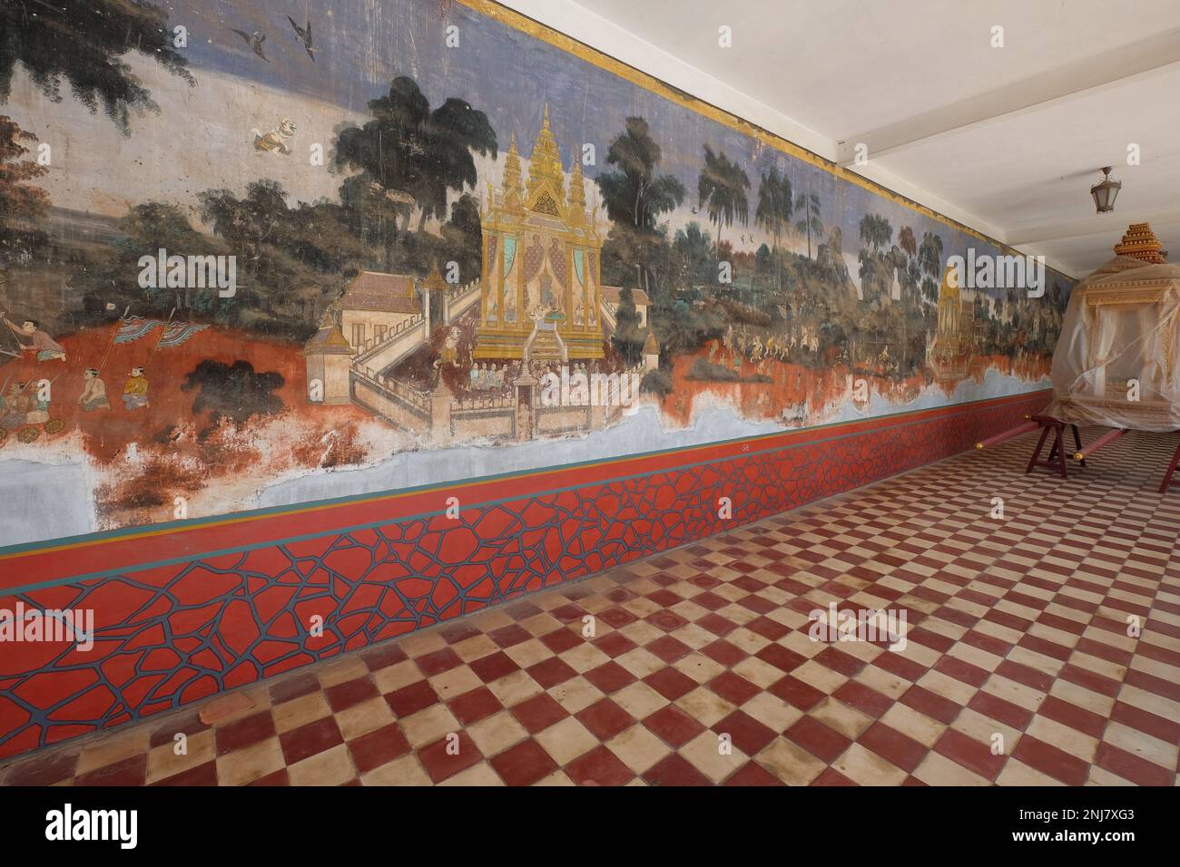 Wall painting of Murals of scenes from the Khmer Reamker version of the ...