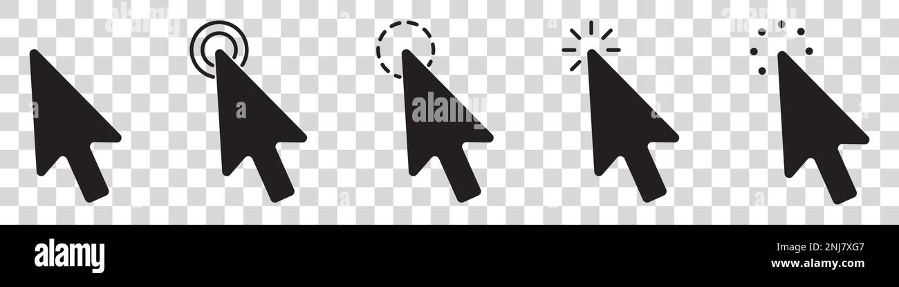 Computer Mouse Click Cursor Gray Arrow Icons Set And Loading Icons Set Of Hand Cursor Icons
