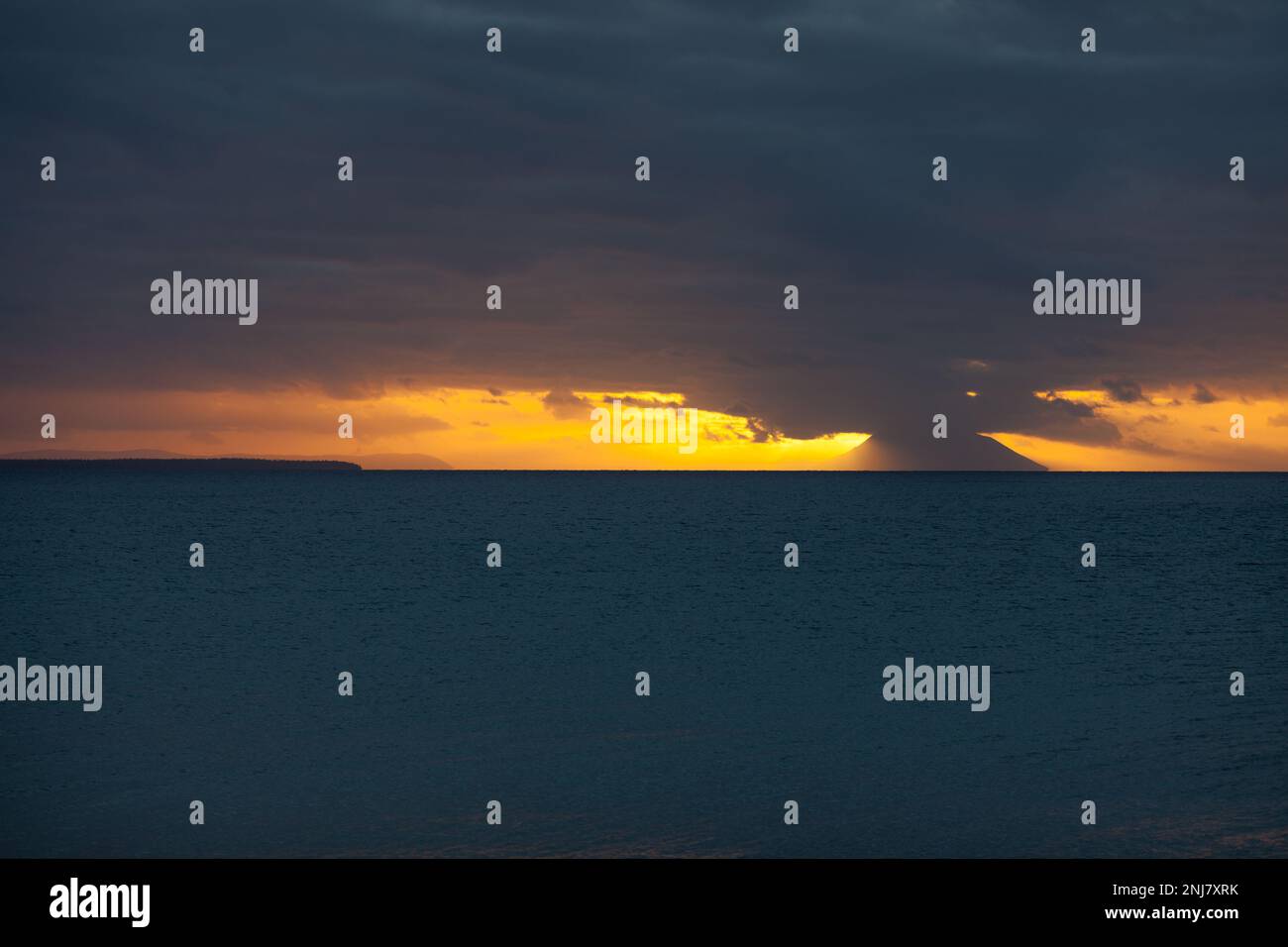 Sunset behind Lofanga, Tofua, and Kao, as seen from Uoleva, Tonga ...