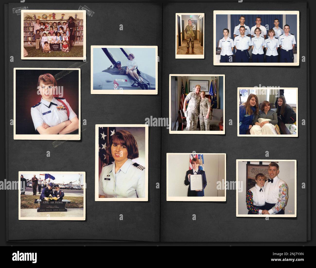 A graphic showing a timeline of Lt. Col. Angela O'Connell, 141 Air ...