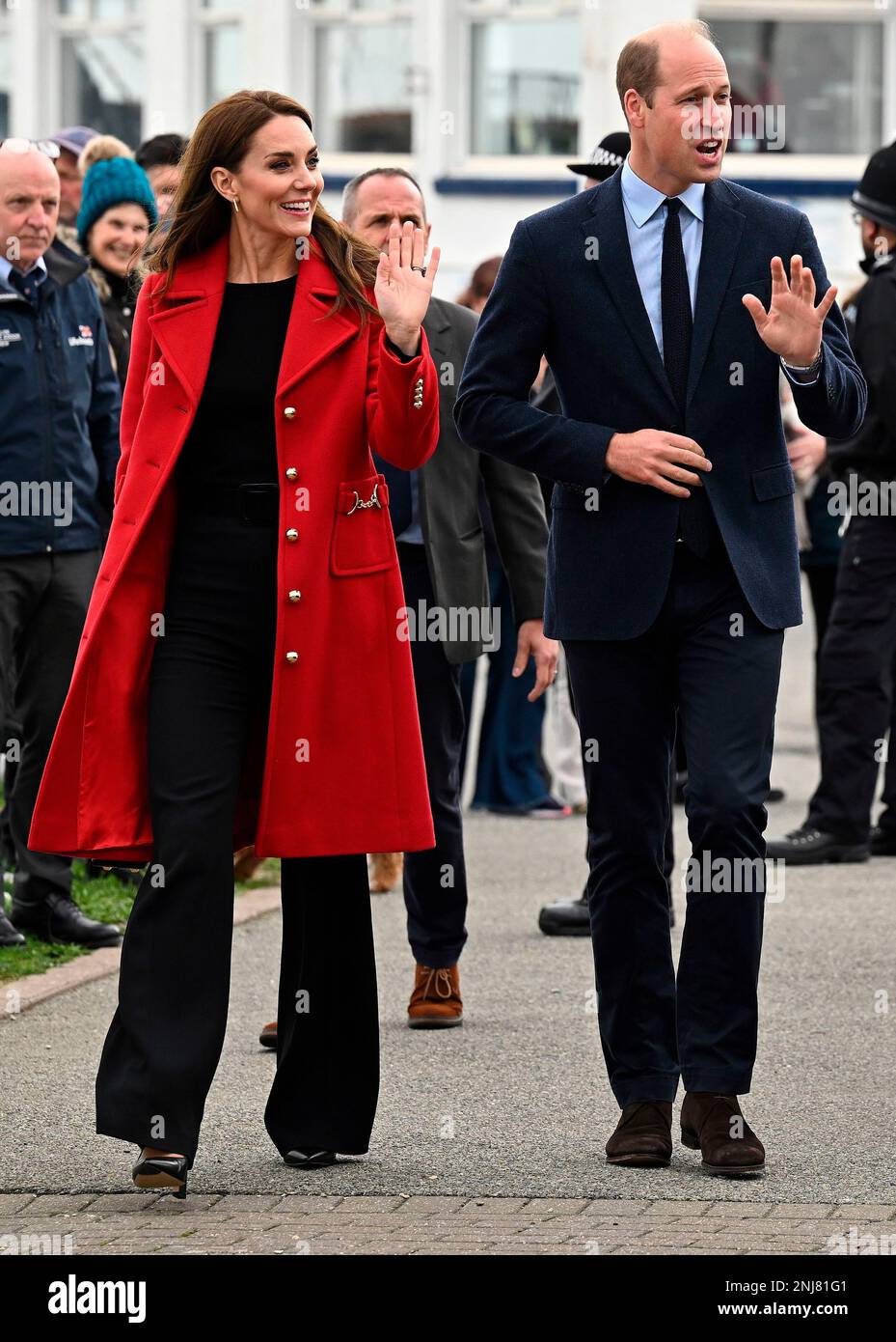 Britain's Kate, Princess of Wales, and Prince William wave during their ...