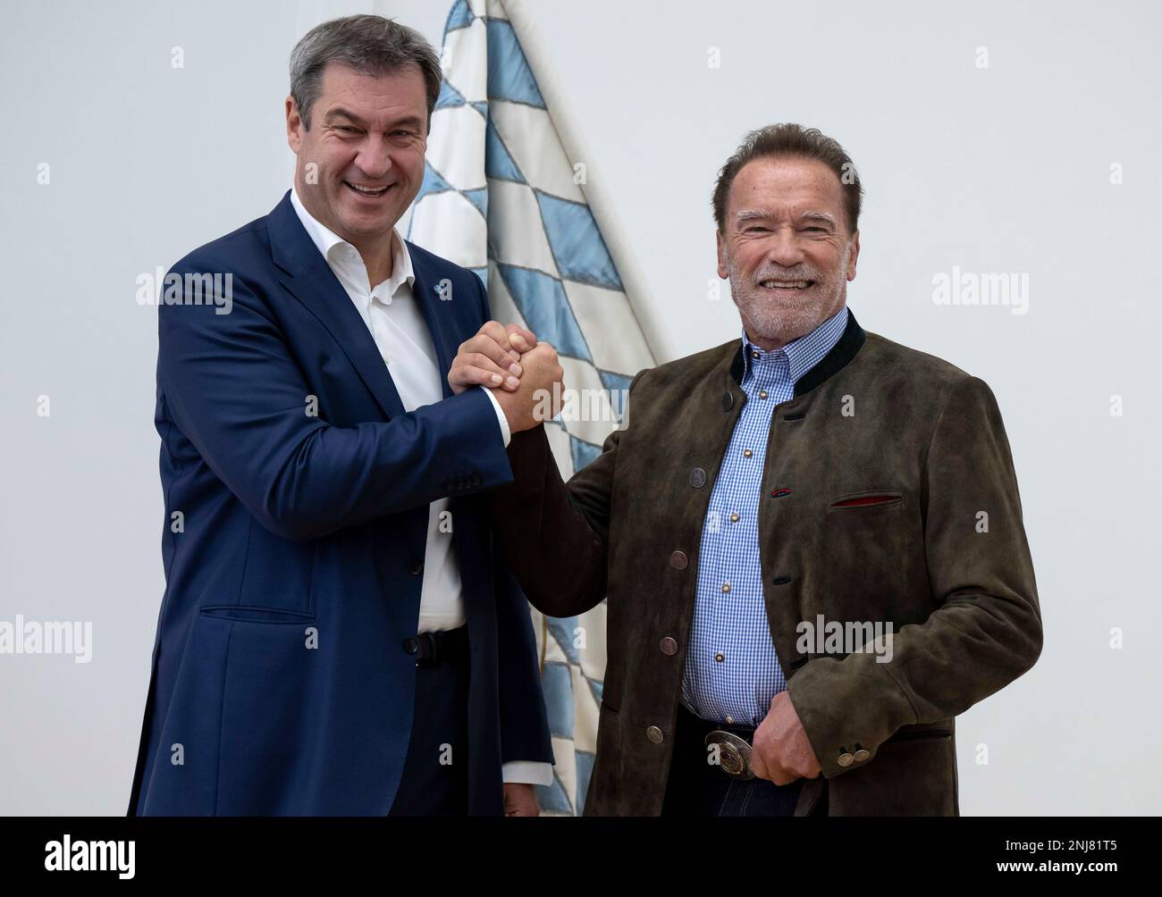 Bavarian state governor Markus Soeder, left, and former California Gov ...