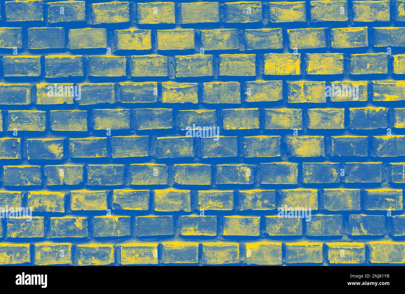 brick wall colored in colors of Ukrainian flag background Stock Photo ...