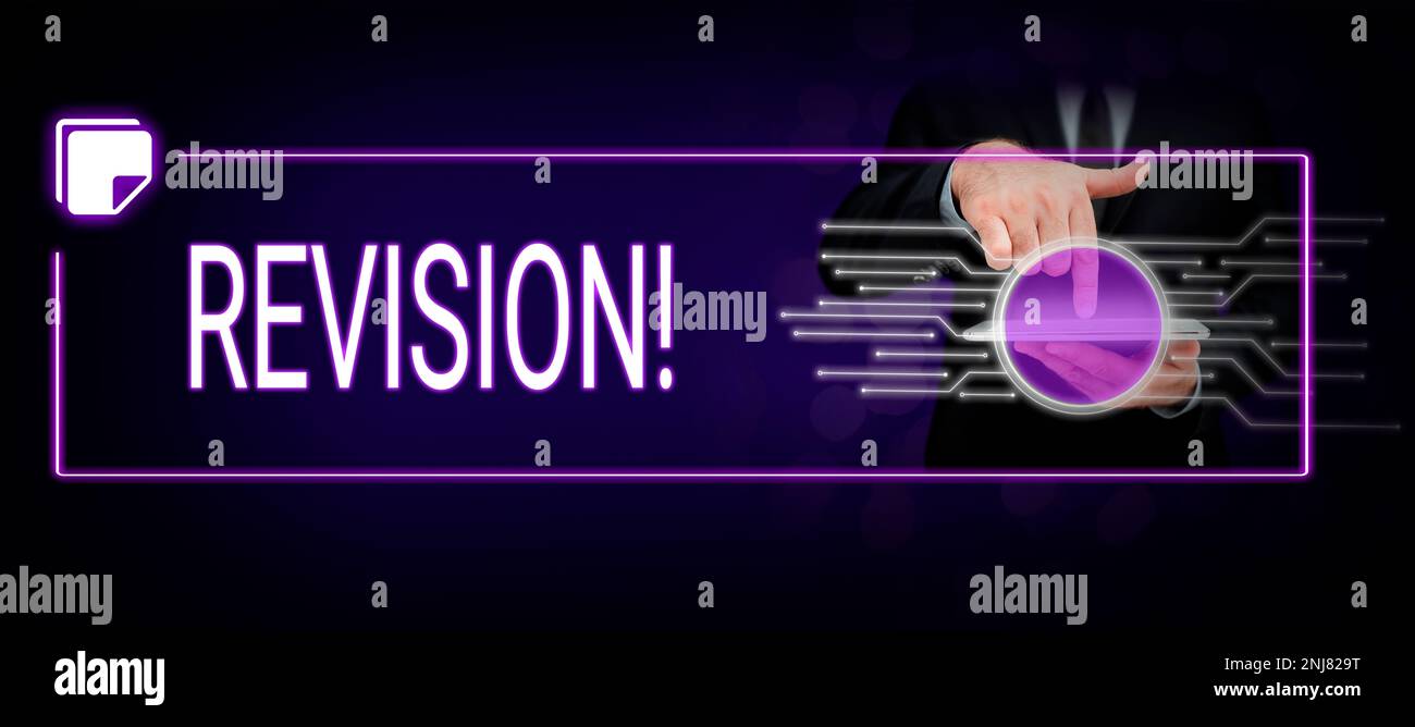 Sign displaying Revision. Business concept action of revising over ...