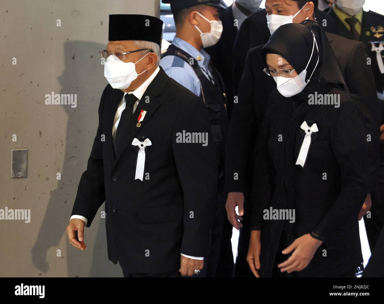 Indonesian Vice President Ma'ruf Amin, left, arrives at the Nippon ...