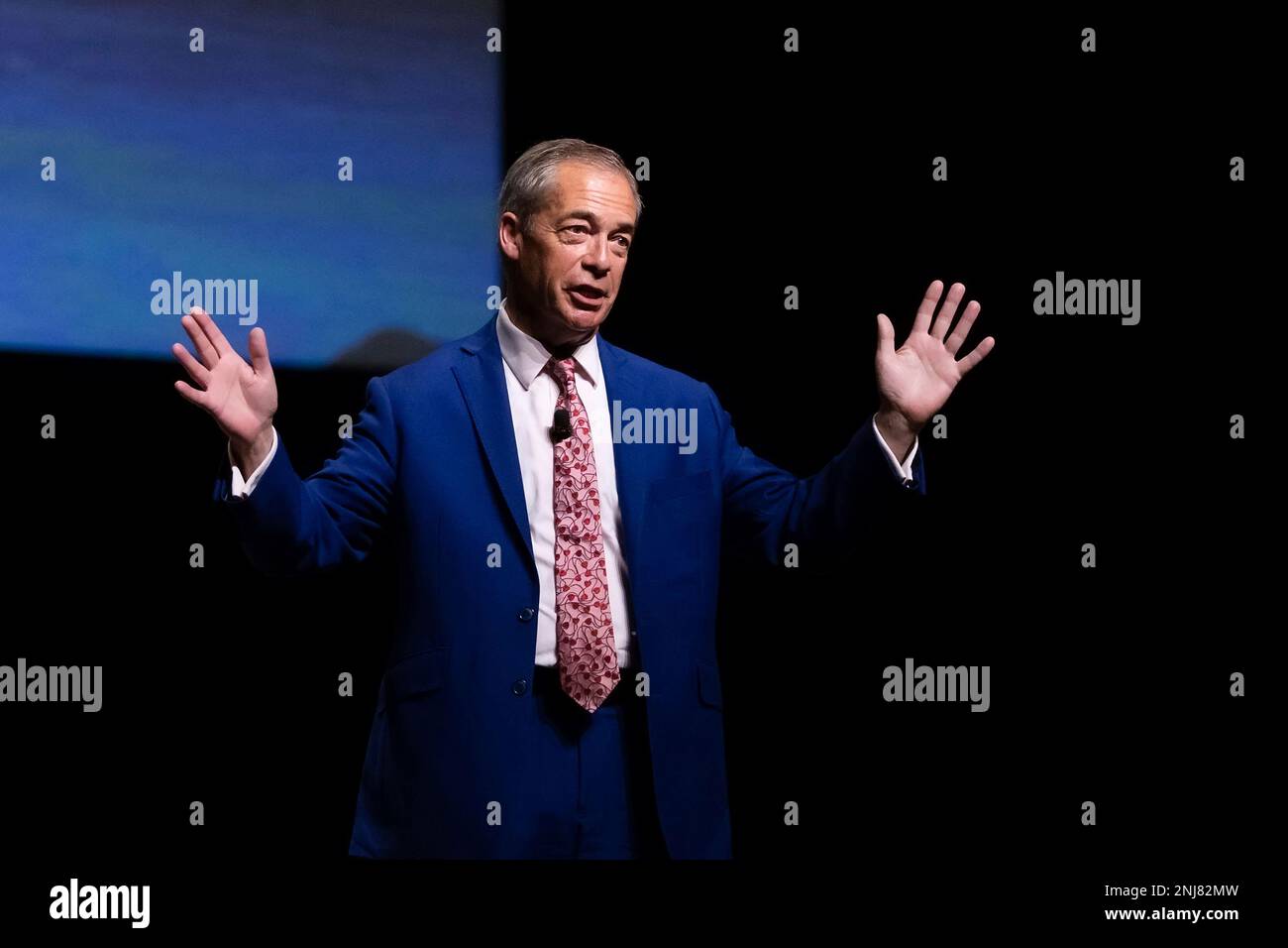 MELBOURNE, AUSTRALIA - SEPTEMBER 26: Nigel Farage thanks his audience ...
