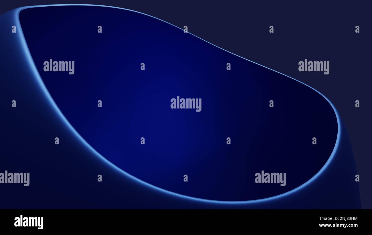 Colorful illustration of a blue abstract curved geometric shape. 3D ...