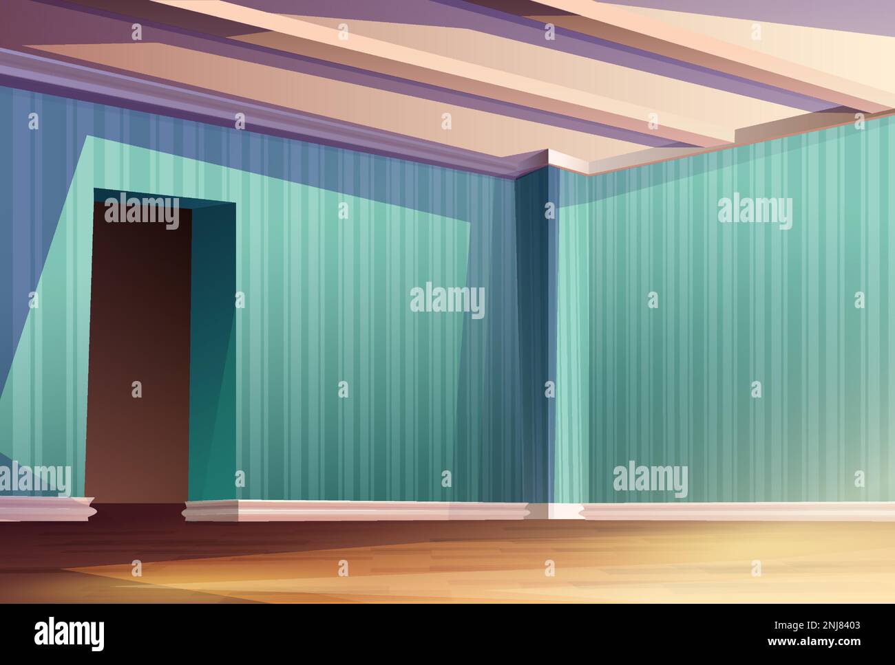 Vector cartoon style empty room. Living room, hall, bedroom or office ...