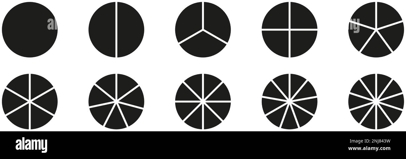 Circles divided diagram 3, 10, 7, graph icon pie shape section chart. Segment circle round ...