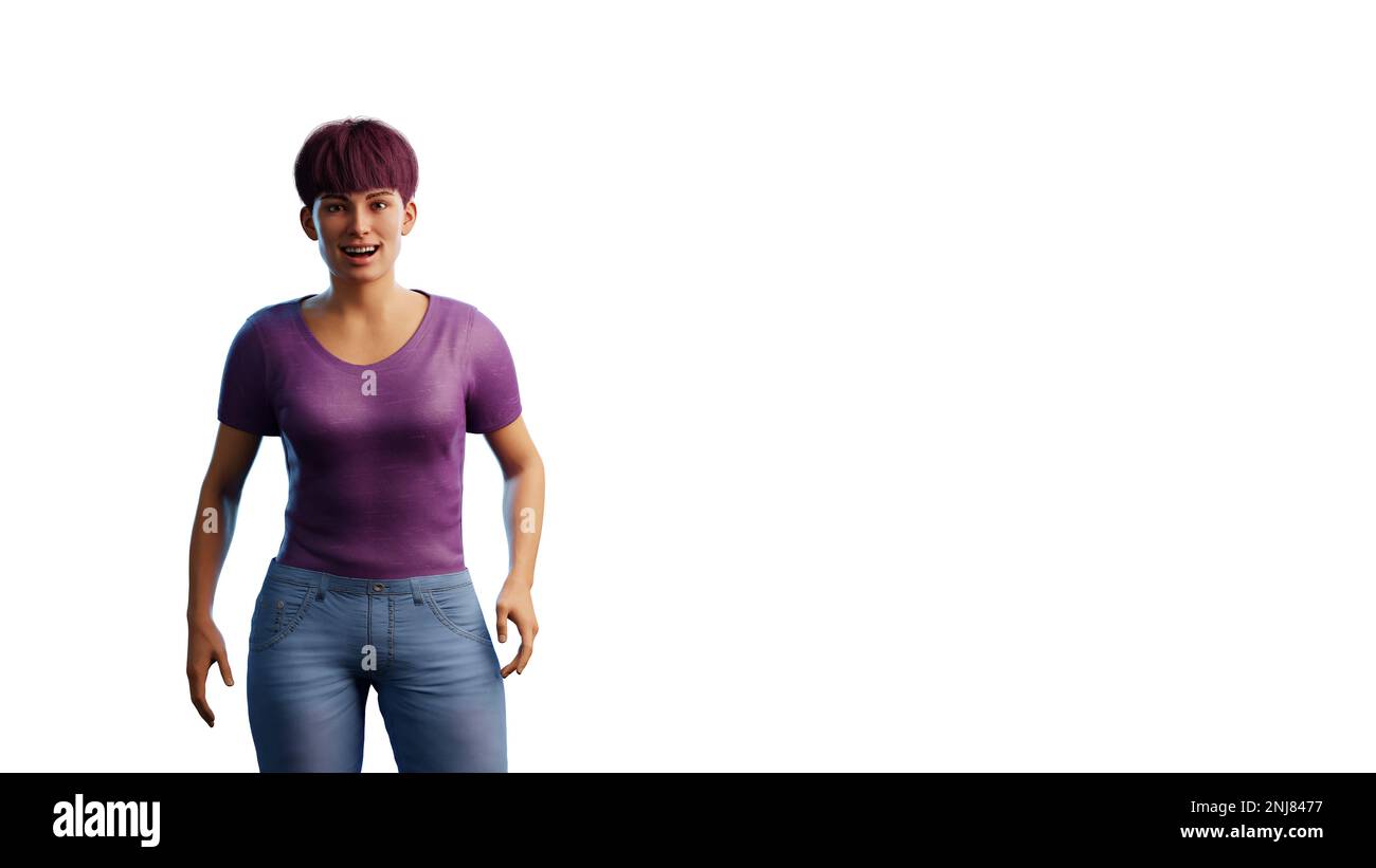 Illustration of a beautiful caucasian woman looking straight into ...