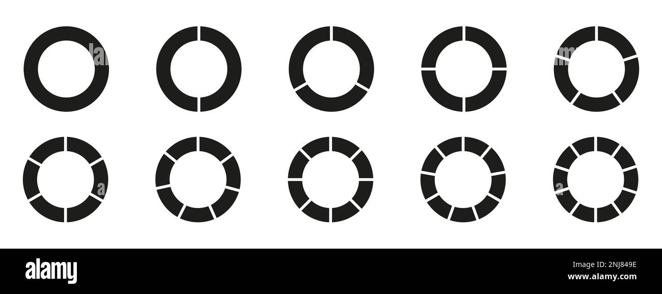 Circles divided diagram 3, 10, 7, graph icon pie shape section chart ...
