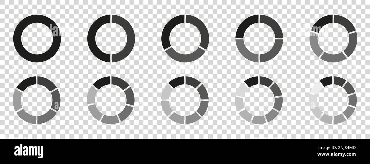 Circles divided diagram 3, 10, 7, graph icon pie shape section chart. Segment circle round ...