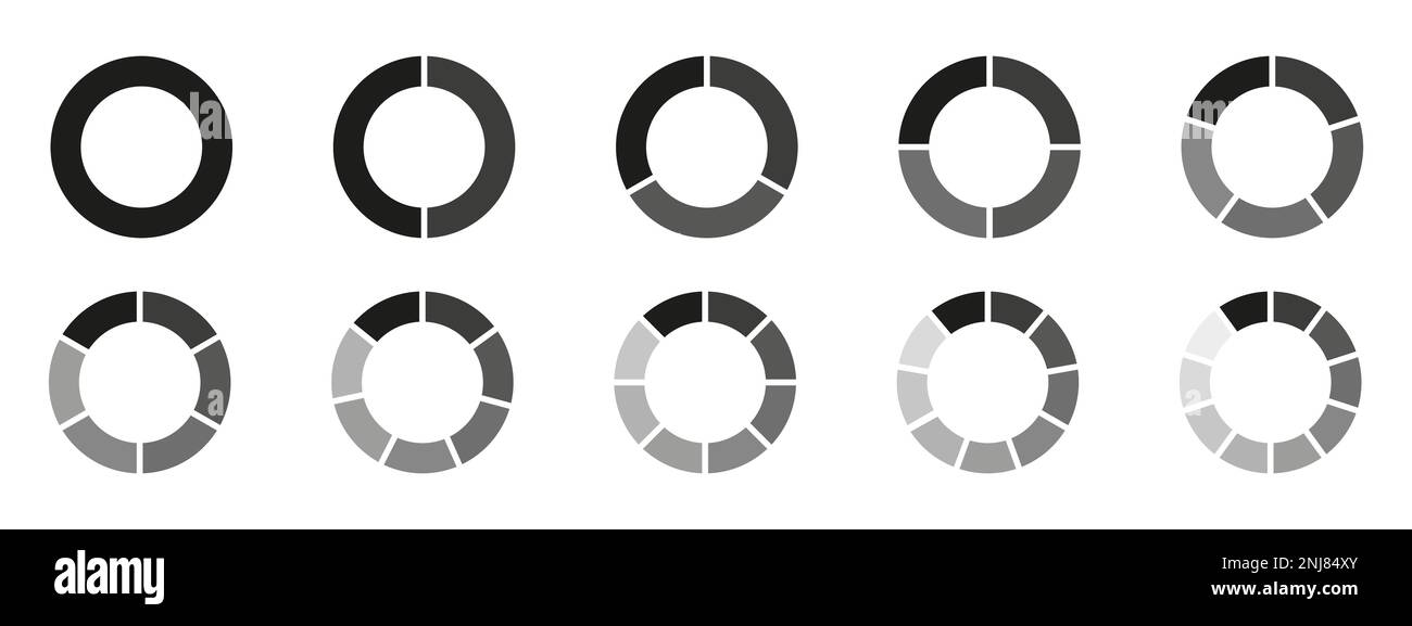 Circles divided diagram 3, 10, 7, graph icon pie shape section chart. Segment circle round ...