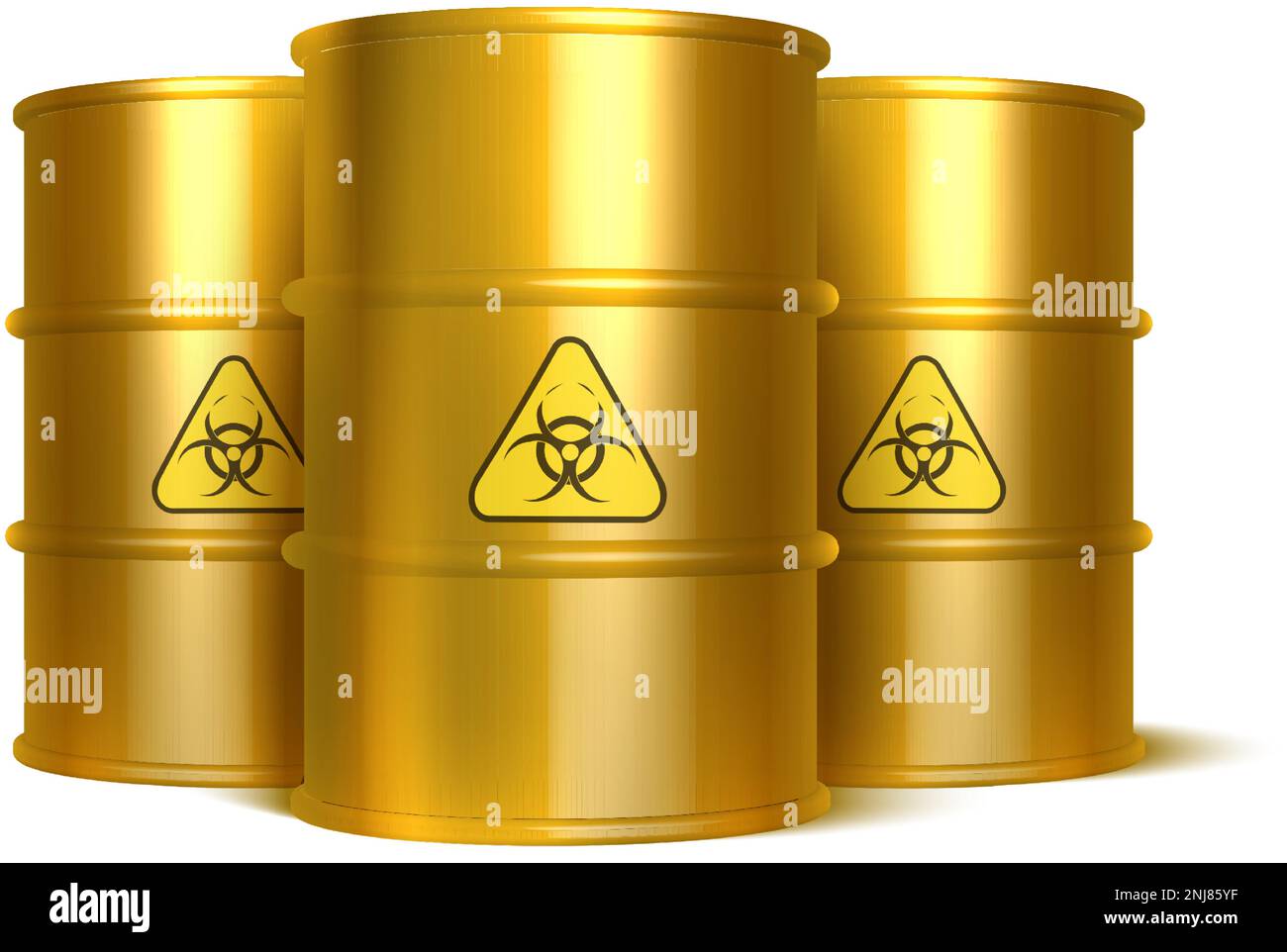 3d realistic vector icon illustration biohazard waste yellow barrels ...