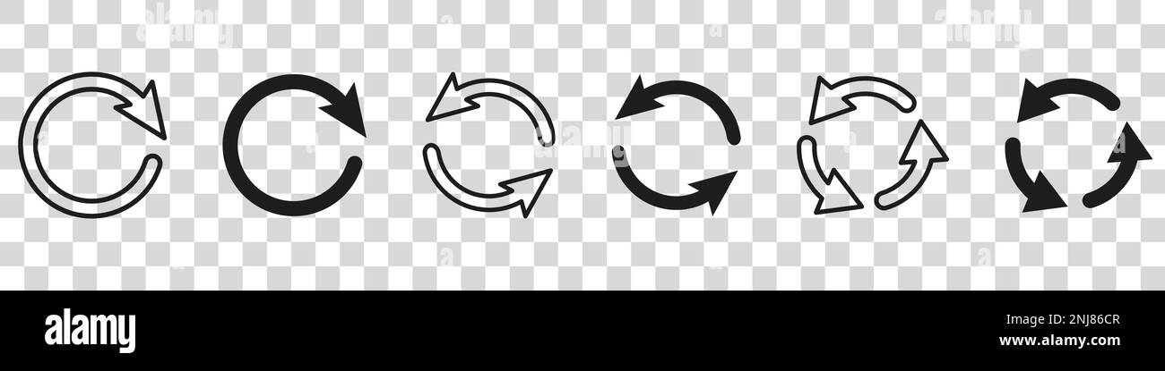 Set of circle arrow vector icons. Recycling icon. Circular vector arrows. Refresh and reload ...