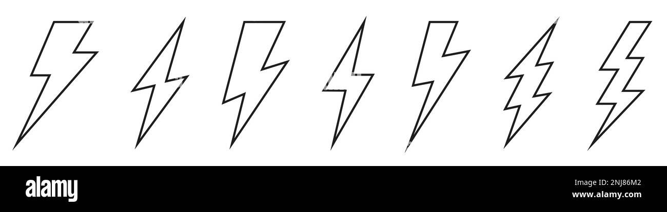 Vector electric lightning bolt logo set isolated on white background ...