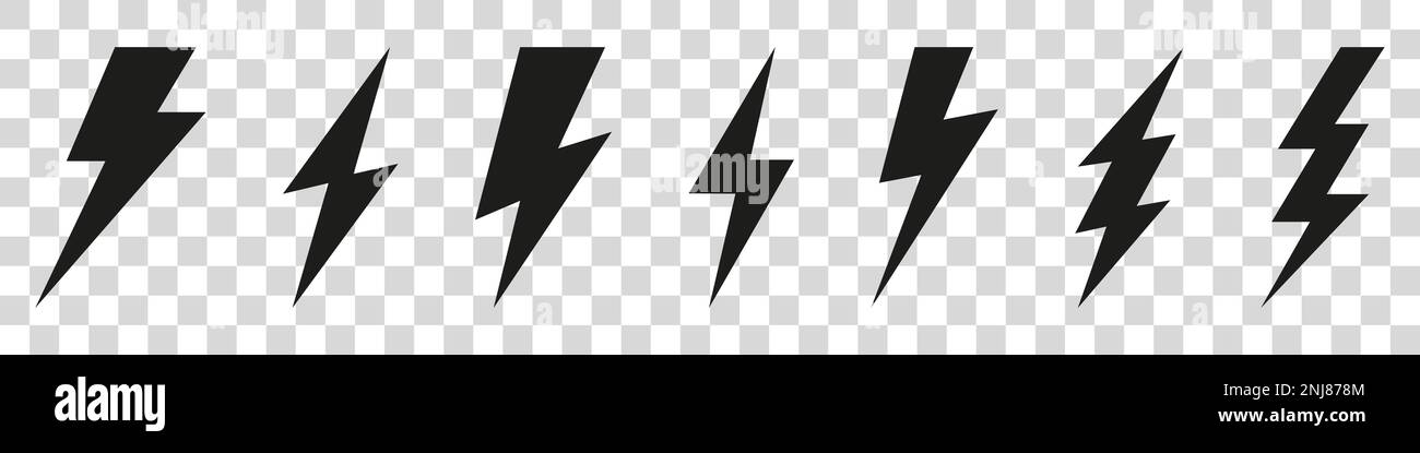 Vector electric lightning bolt logo set isolated on white background ...