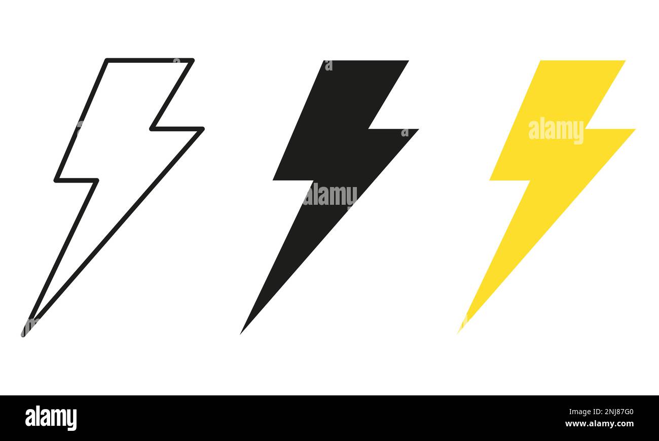 Vector electric lightning bolt logo set isolated on white background ...