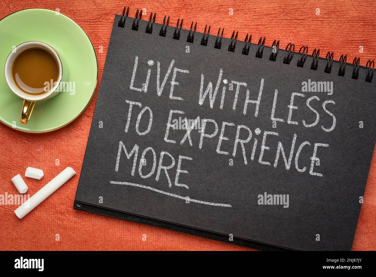 live less to experience more, minimalism and lifestyle concept, white ...