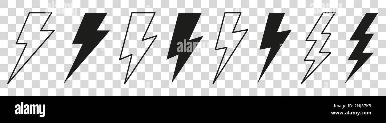 Vector electric lightning bolt logo set isolated on white background ...