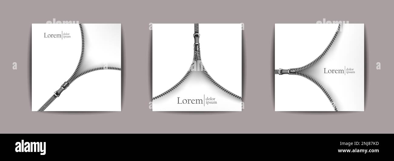 Set of 3d realistic vector open zipper backgrounds. Design concept banner Stock Vector Image ...