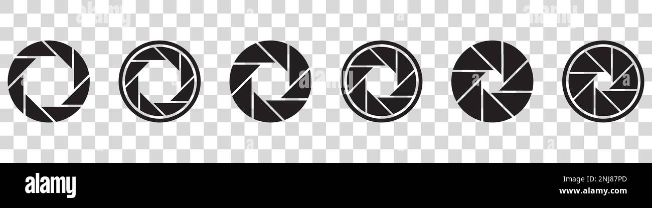 Aperture icon set. Camera lens diaphragm. Camera shutter icons Stock ...