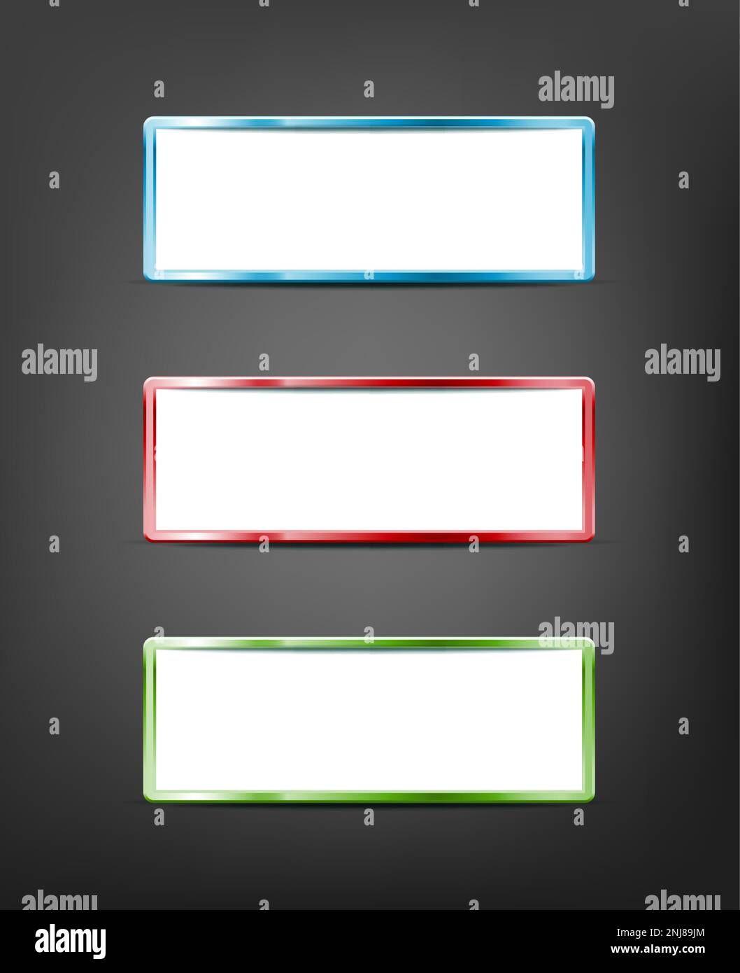 3d realistic vector icon illustrations. Website, web rectangular buttons in different colors ...