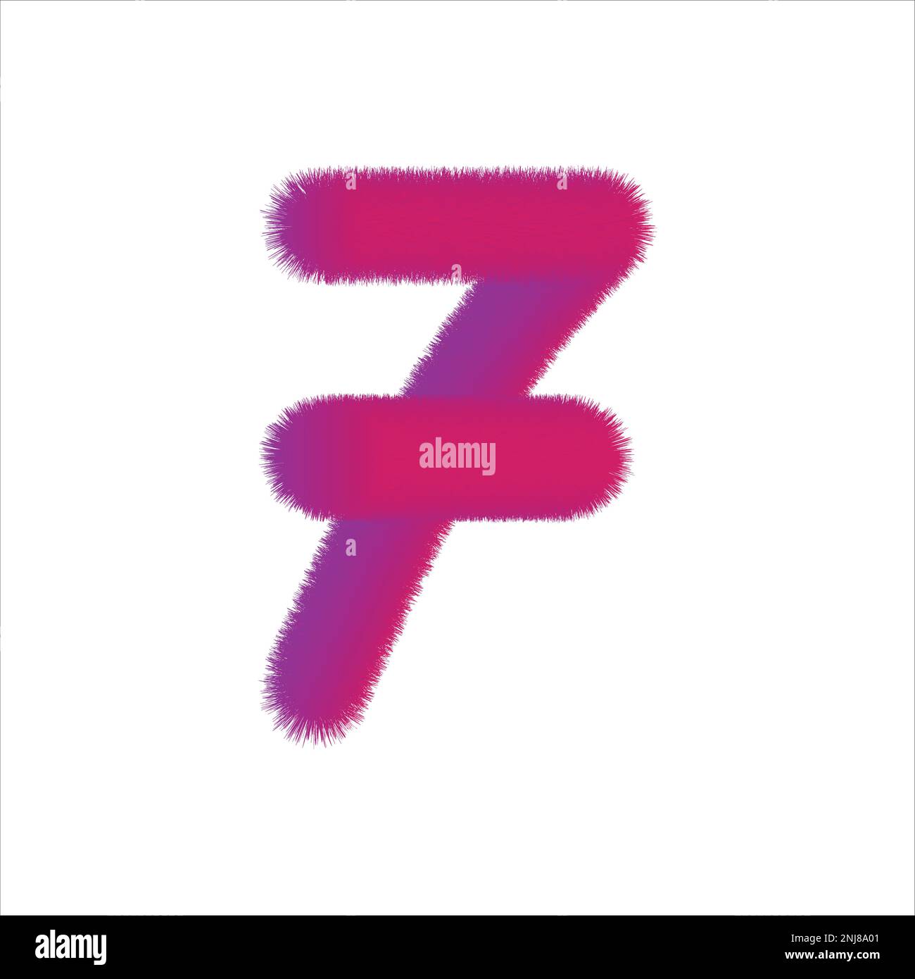 High Quality 3D Shaggy Number 7 on White Background . Isolated Vector ...