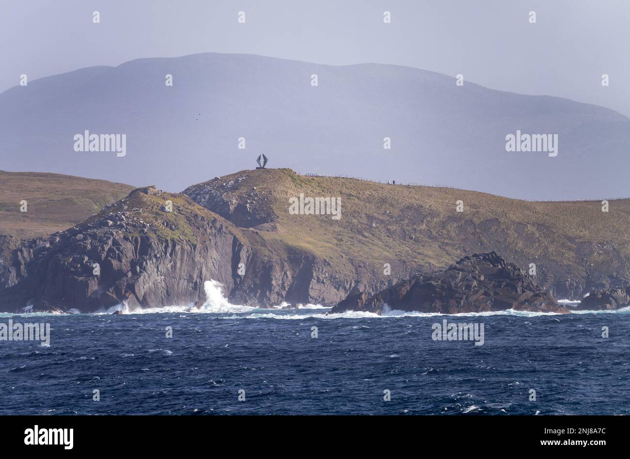 Monument on cliffs by Cape Horn depicts albatross in flight Stock Photo ...