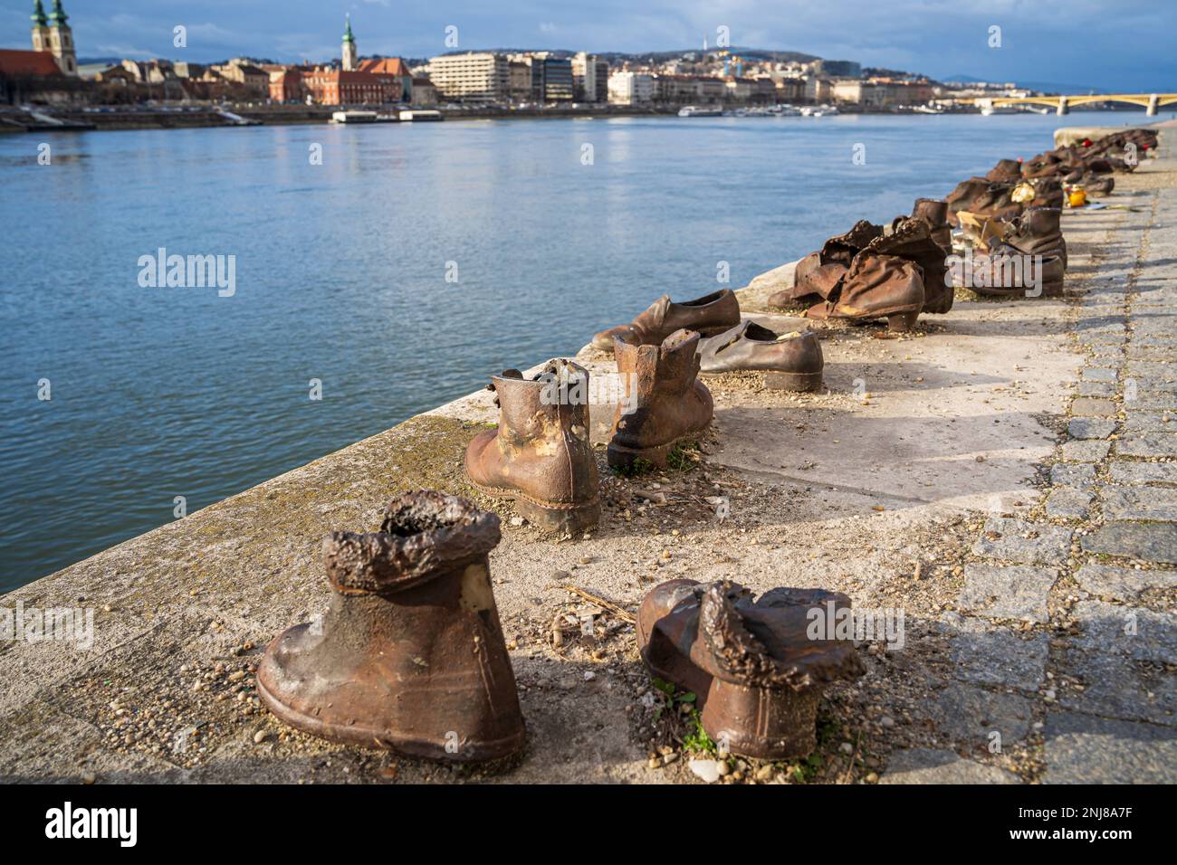 Shoes on the Danube Bank, Budapest, Hungary. Memorial to the Hungarian ...