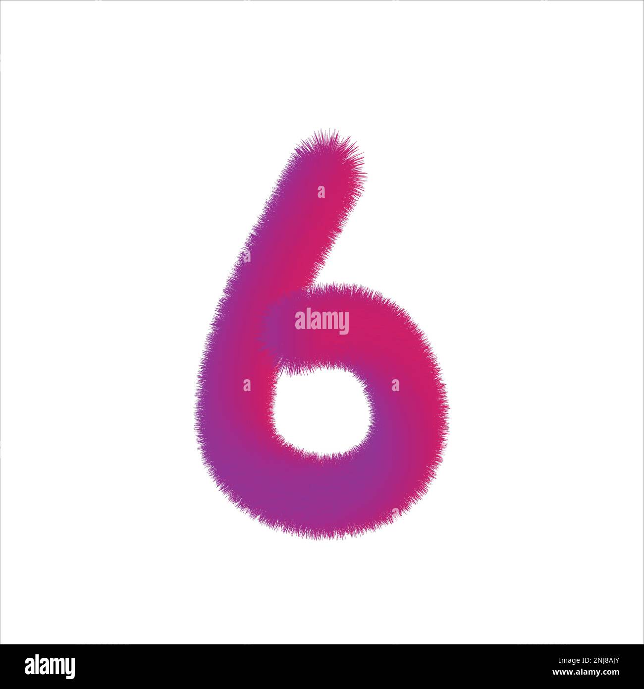 High Quality 3D Shaggy Number 6 on White Background . Isolated Vector ...