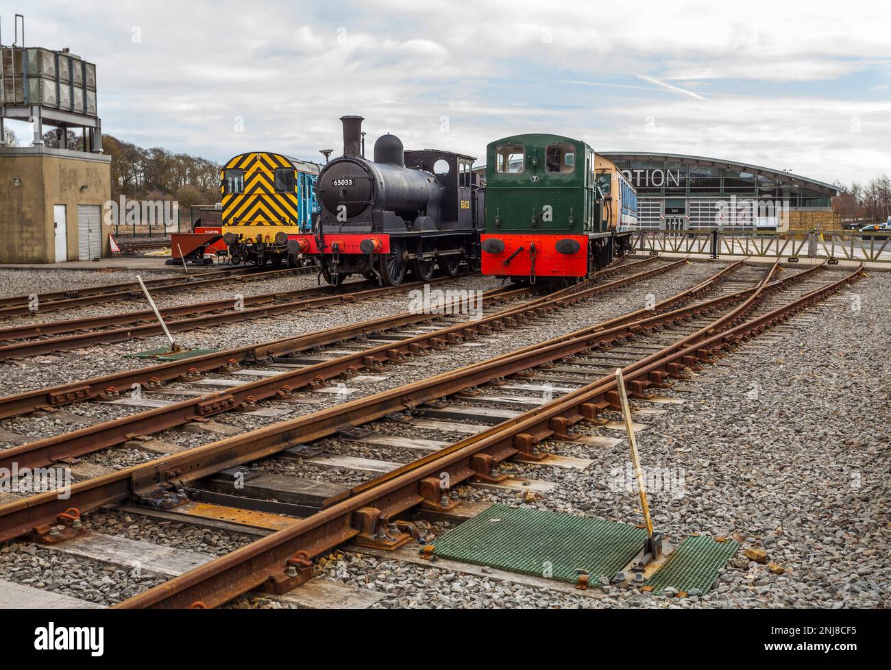 Two old railway engines outside the Locomotion, National Railway Museum ...