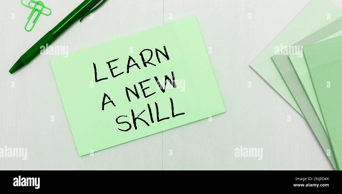 Conceptual display Learn A New Skill. Business showcase acquisition knowledge through study ...