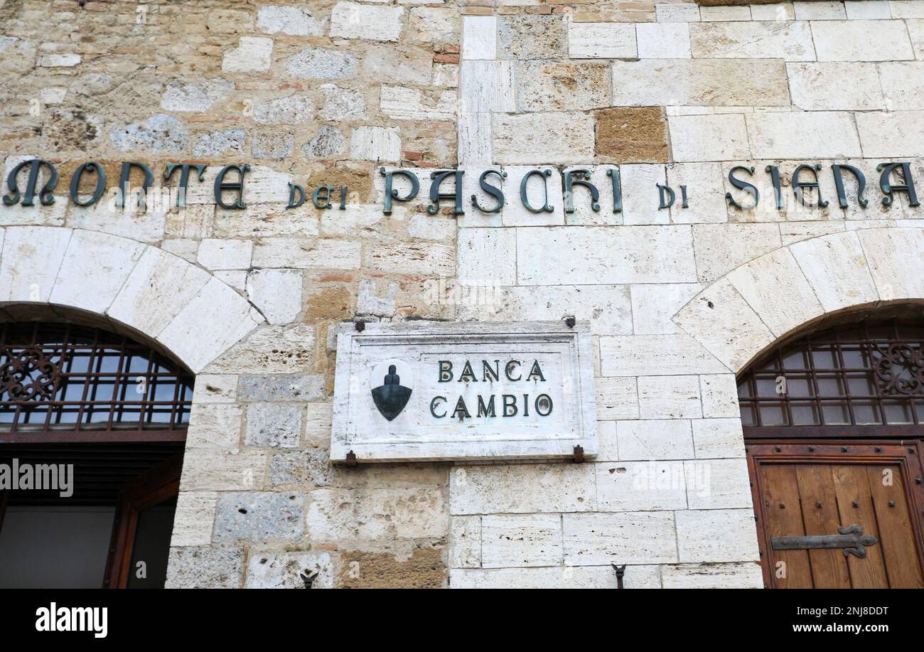 San Gimignano, SI, Italy - February 19, 2023: building of the branch of ...