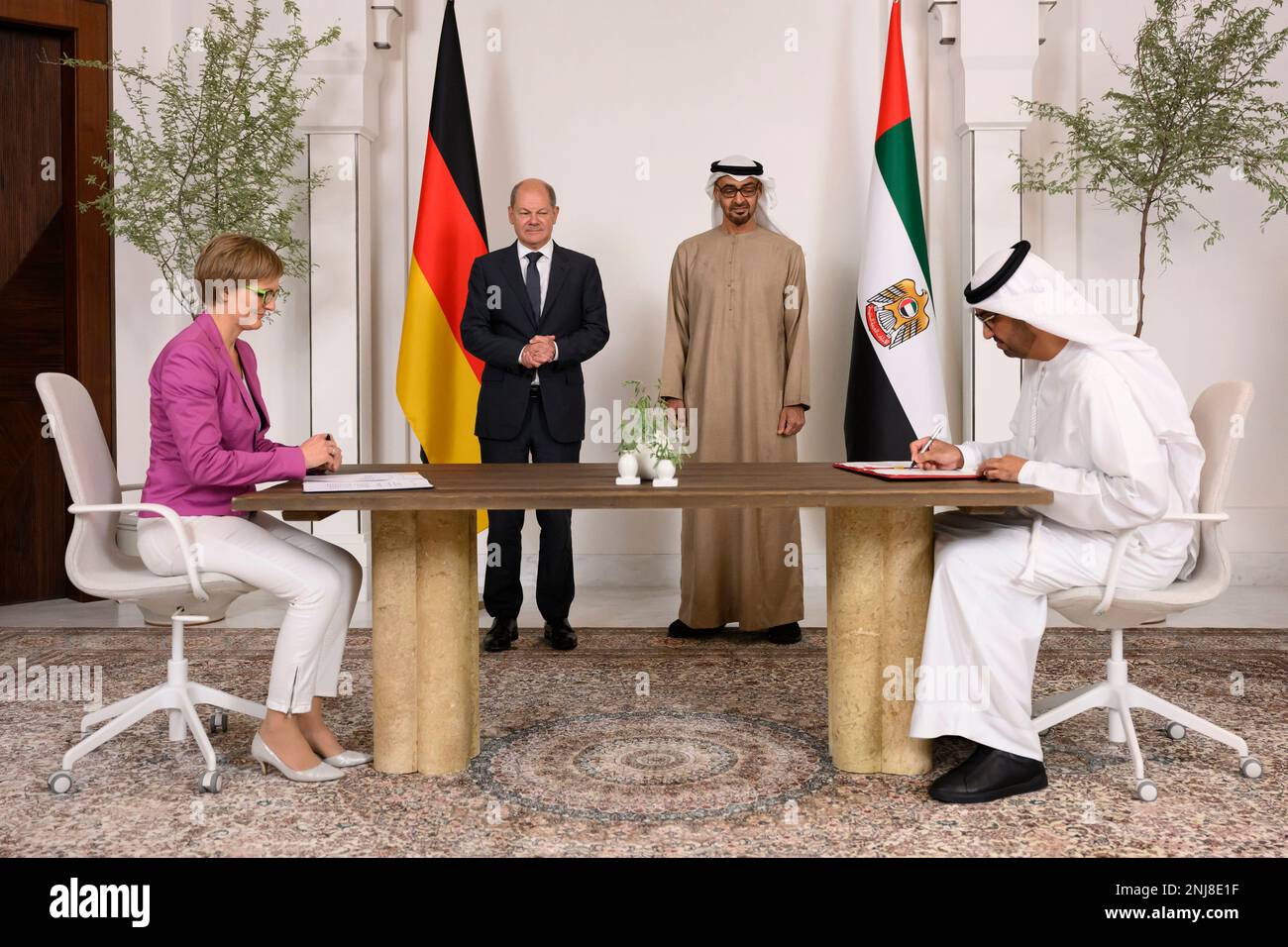 In this photo made available by the United Arab Emirates Presidential ...