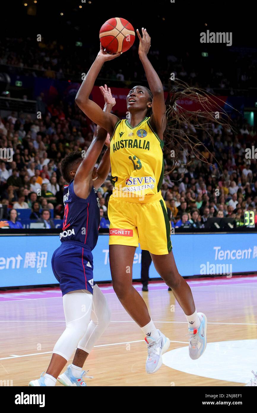 SYDNEY, AUSTRALIA - SEPTEMBER 25: Ezi Magbegor of Australia shoots ...