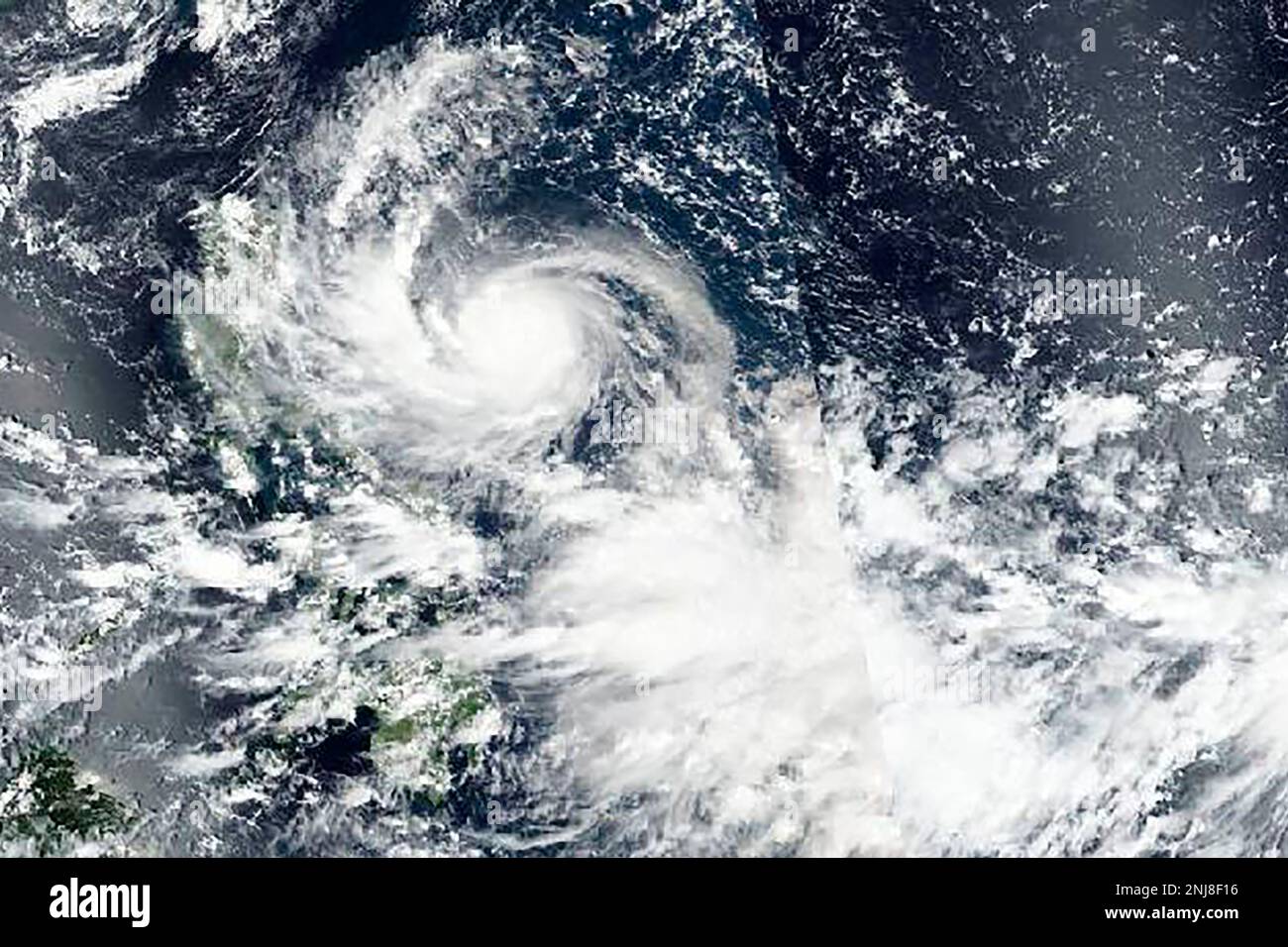 This Saturday, Sept. 24, 2022 satellite image released by NASA shows ...