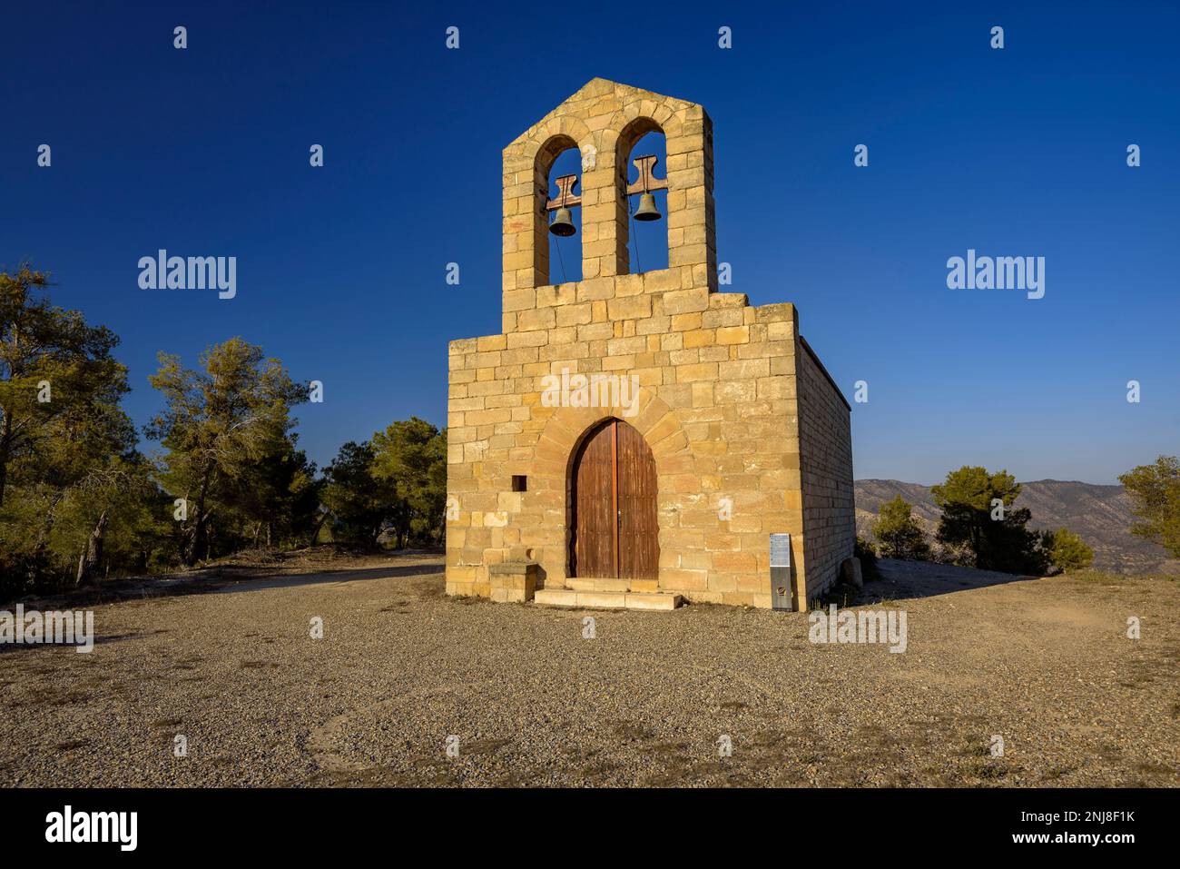 Santa Magdalena de Berrús romanesque hermitage, moved in 1962 from the ...