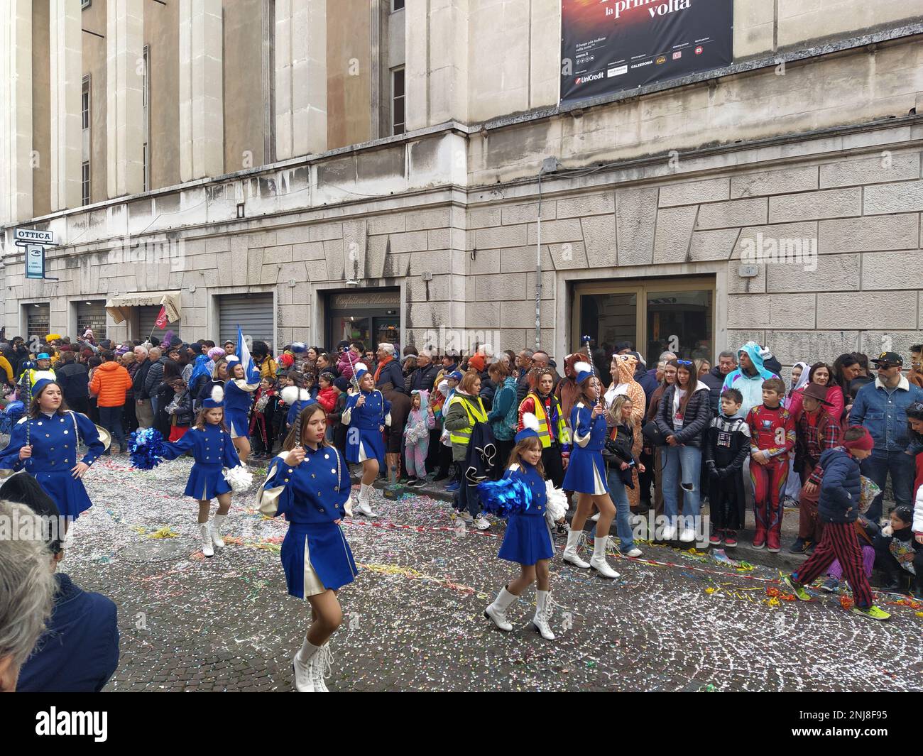 VERONA,ITALY-FEBRUARY 2023: chariots and masks parade during carnival ...