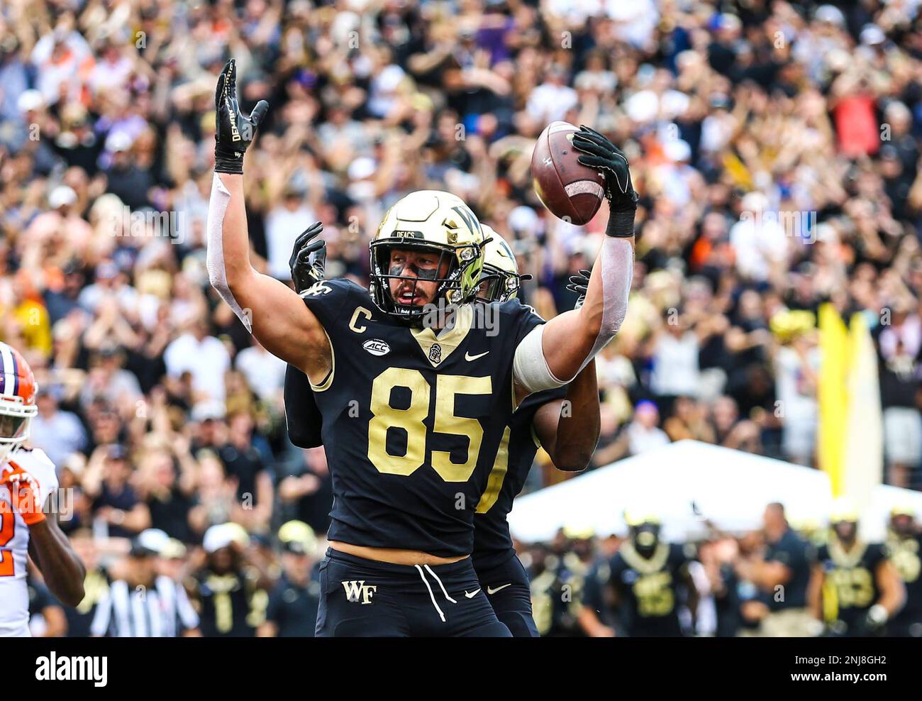 September 24, 2022: Wake Forest junior Blake Whiteheart (85) celebrates ...
