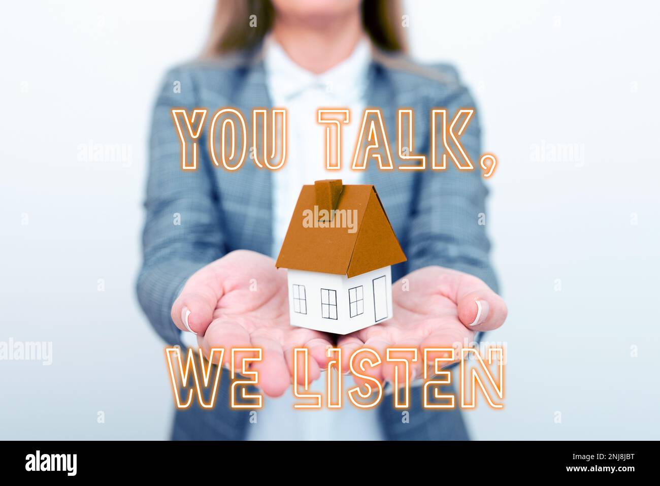 Writing displaying text You Talk, We Listen. Concept meaning Two Way ...