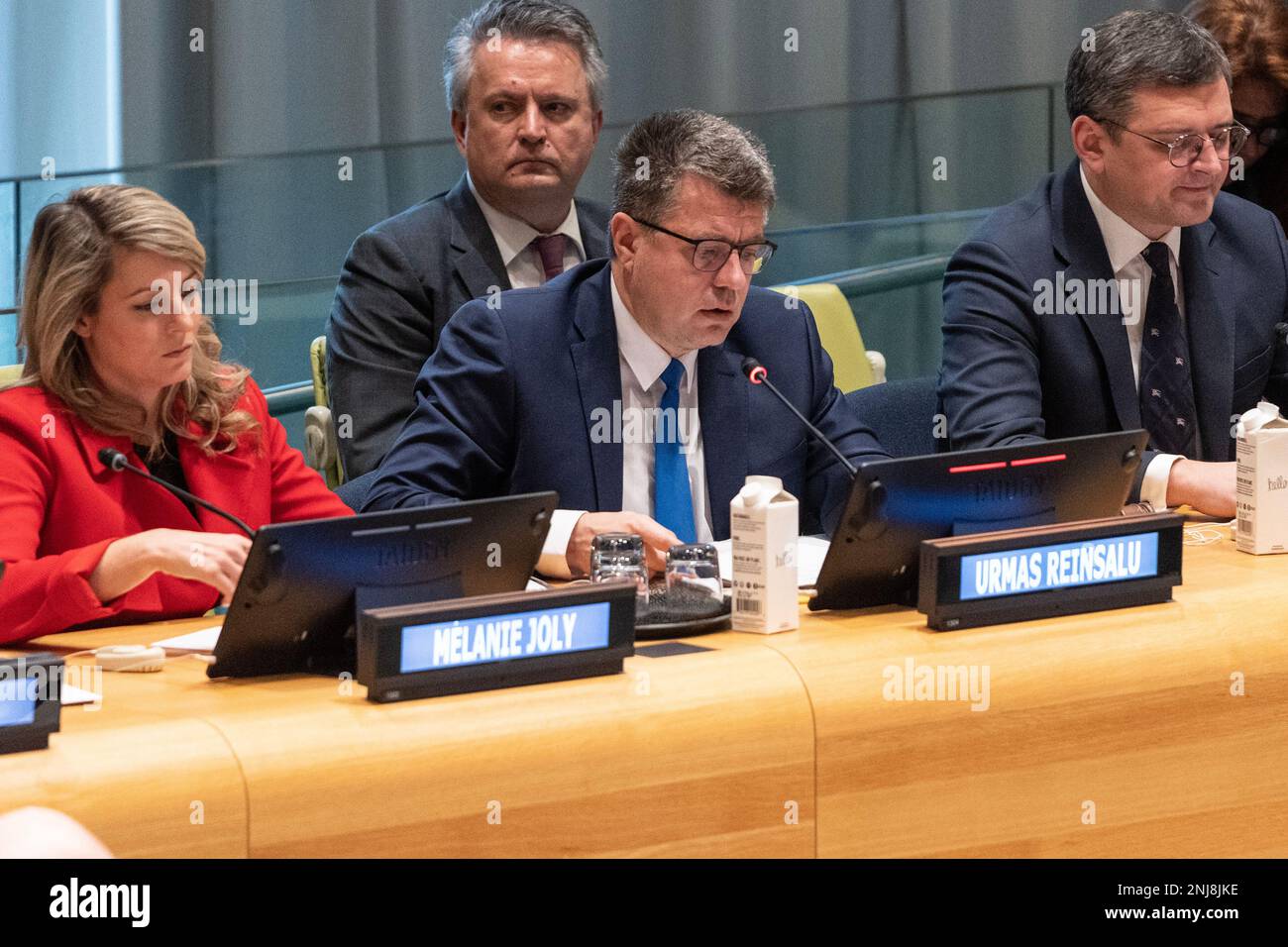 Minister of Foreign Affairs of Estonia Urmas Reinsalu speaks at session ...