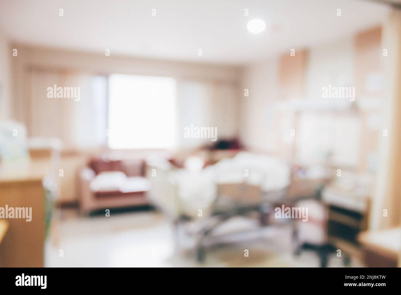 Abstract hospital room interior with bed blur background Stock Photo ...
