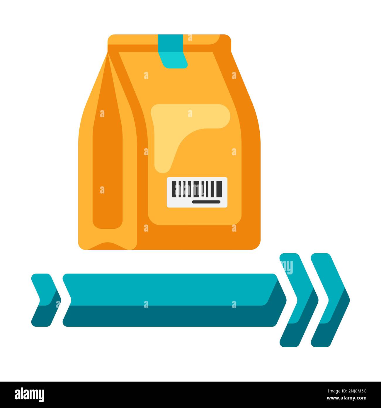 Illustration of paper bag packaging. Delivery of goods by order in ...