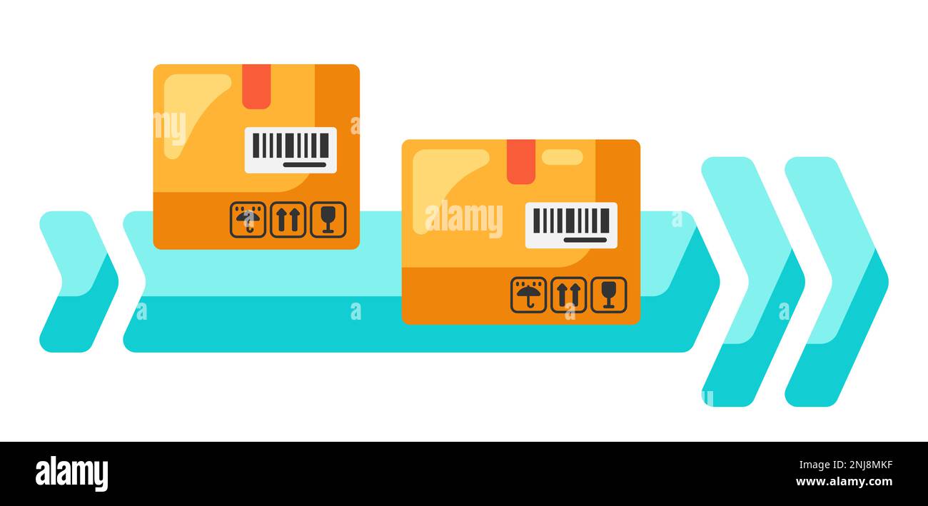 Illustration of cardboard cargo boxes. Delivery of goods by order in ...