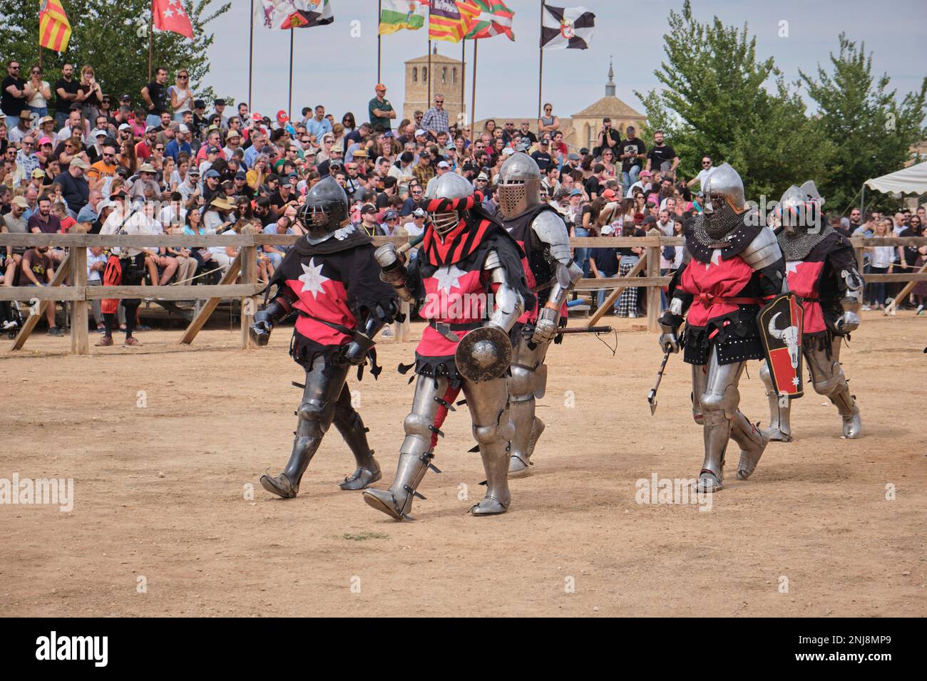 Fighters in armor during the celebration of the VI National Medieval ...