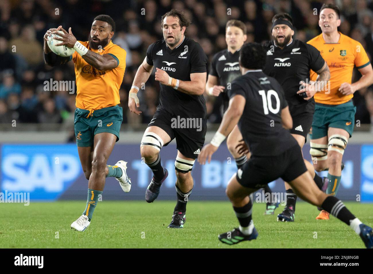 Australia's Marika Koroibete runs at the defense during the Bledisloe ...