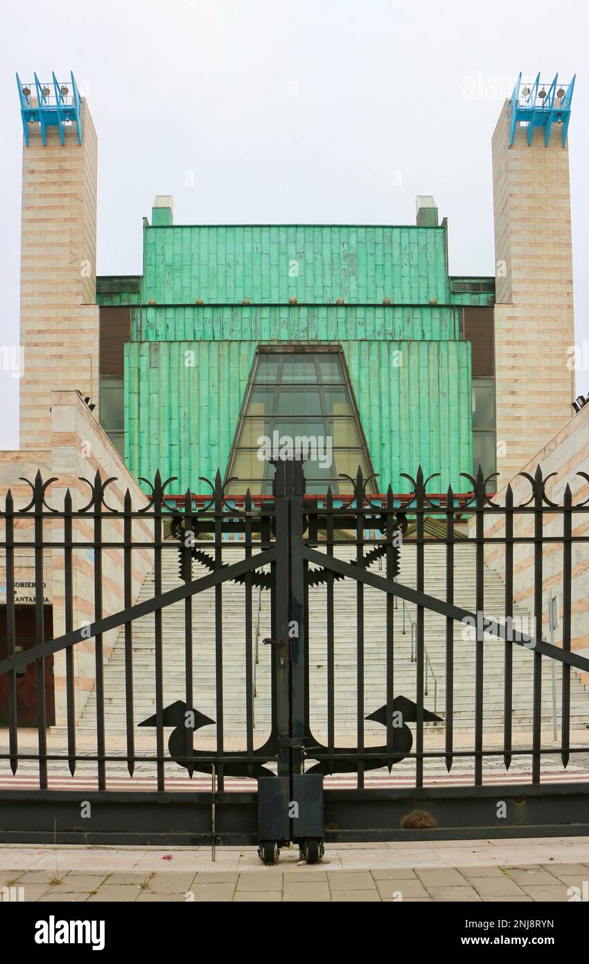 Iron gates with an anchor design in front of the Festival Palace ...